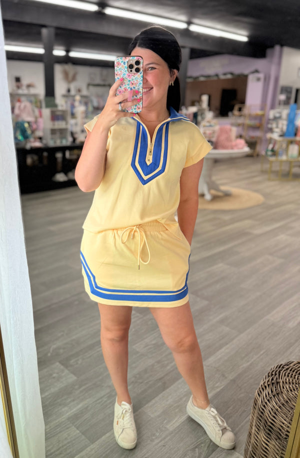 Yellow & Blue Skort Set – Mirror Mirror Boutique